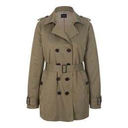 Madeleine Mode Trenchcoat MADELEINE "Trenchjacke Zweireihige Trench-Jacke mit Steppfutter", Damen, Gr. 44, gr&uuml;n (steingr&uuml;n), Obermaterial: 65% Baumwolle CO. 35% Polyester PES., Modern, M&auml;ntel