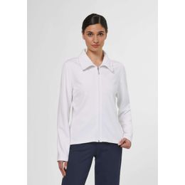 Madeleine Mode Outdoorjacke MADELEINE "Jacke Loungejacke mit Spitzenkragen", Damen, Gr. 34, wei&szlig; (creme), Obermaterial: 65% Viskose CV. 30% Polyamid PA. 5% Elasthan EL., Modern, normal, Jacken Outdoorjacke