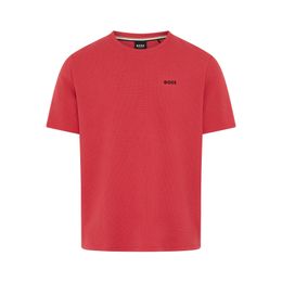 Pyjamaoberteil BOSS "Waffle T-Shirt", Herren, Gr. L, medium rot 610, Obermaterial: 60% Baumwolle, 40% Polyester, regular fit, Rundhals, Shirts