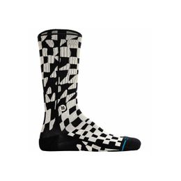 Kurzsocken Stance "Socken Wave Check Crew 1er Pack", Damen, Gr. 38-42, schwarz, Obermaterial: 76% Baumwolle CO. 17% Polyester PES. 4% Nylon NY. 3% Elasthan EL., Socken
