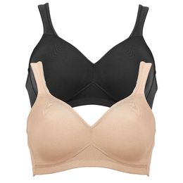 B&uuml;gelloser BH Anita "BH ohne B&uuml;gel Twin", Damen, Gr. 100, Cup C, bunt (schwarz beige), Obermaterial: 70% Polyamid PA. 30% Elasthan EL., BHs