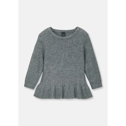Madeleine Mode Longpullover MADELEINE "Pullover Pullover mit Sch&ouml;&szlig;chen", Damen, Gr. 40/42, grau (grau, melange), Obermaterial: 35% Viskose CV. 30% Wolle WO. 25% Polyamid PA. 10% Kaschmir WS., Modern, tailliert, Pullover Longpullover
