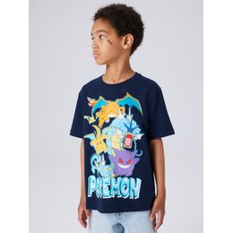 T-Shirt name it "NKMMAJO POKEMON SS NREG TOP BOX NOOS SKY", Jungen, Gr. 134/140, navy blazer, Jersey, Obermaterial: 95% Baumwolle, 5% Elasthan, bedruckt, normal, Rundhals, Shirts T-Shirt, Baumwollmischung, Pok&eacute;mon Druck, Kurzarm