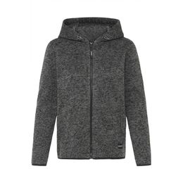 Fleecejacke oxmo "Fleecejacke OXELFE HOODED", Damen, Gr. M, grau (iron gate), Obermaterial: 100% Polyester PES., Jacken Fleecejacke