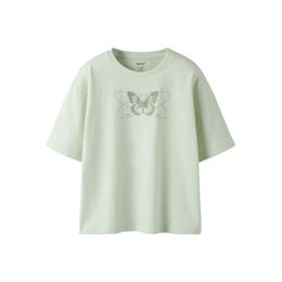 T-Shirt name it "NKFVEEN SS RLX TOP", Jungen, Gr. 146/152, pale aqua print:butterfly, Jersey, Obermaterial: 100% Baumwolle, bedruckt, unifarben, bequem normal, Rundhals, Shirts T-Shirt, mit tollem Frontmotiv