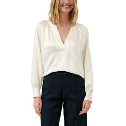 Satinbluse s.Oliver, Damen, Gr. 42, creme, Web, Obermaterial: 100% Polyester, unifarben, l&auml;ssig geschnitten h&uuml;ftbedeckend, V-Ausschnitt, Blusen