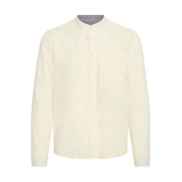 Langarmhemd Blend "Langarmhemd BHBobby Shirt mandarin", Herren, Gr. M, N-Gr, wei&szlig; (snow wei&szlig;), Obermaterial: 55% Leinen LI. 45% Viskose CV., Hemden