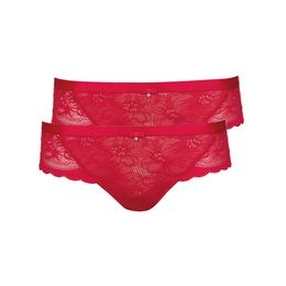 Slip LISCA "2er Pack Damen Slip Evelyn", Damen, Gr. 36, rot, Spitze, Obermaterial: 82% Polyamid PA. 18% Elasthan EL., Unterhosen Slip
