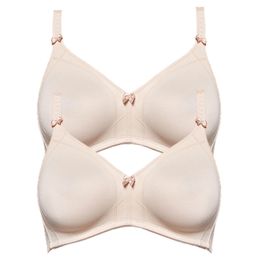 B&uuml;gelloser BH SuSa "2er Pack BH ohne B&uuml;gel Topsy", Damen, Gr. 80, Cup E, beige (cappuccino cappuccino), Obermaterial: 82% Polyamid PA. 18% Elasthan EL., BHs