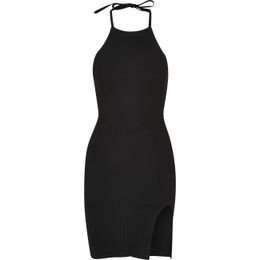 Shirtkleid Urban Classics "Urban Classics Damen Ladies Rib Knit Neckholder Dress", Damen, Gr. 5XL, US-Gr&ouml;&szlig;en, schwarz, 35% Polyacryl, 35% Viskose, 30% Polyamid, unifarben, slim fit, Kleider Shirtkleid