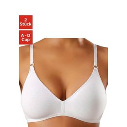 Bralette-BH Petite Fleur, Damen, Gr. 70, Cup A, wei&szlig; (2xwei&szlig;), Jersey, Obermaterial: 95% Baumwolle, 5% Elasthan, Basic, BHs BH-Set Bralette B&uuml;gelloser-BH, ohne B&uuml;gel, Baumwollqualit&auml;t, Packung