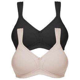 B&uuml;gelloser BH SuSa "2er Pack BH ohne B&uuml;gel Topsy", Damen, Gr. 100, Cup B, bunt (schwarz cappuccino), Stoff, Obermaterial: 83% Polyester PES. 17% Elasthan EL., BHs