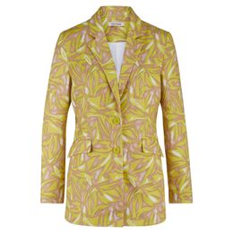 Jackenblazer Alba Moda "Blazer Blazer mit grafischem Print", Damen, Gr. 46, gr&uuml;n (beige, limette), Obermaterial: 95% Polyester PES. 5% Elasthan EL., Modern, V-Ausschnitt, Blazer