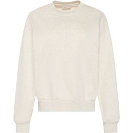 Sweater Calvin Klein Jeans "EMBOSSED MONOLOGO", Damen, Gr. L (42), vanilla heather, Sweatware, Obermaterial: 100% Baumwolle, unifarben, regular fit normal, Rundhals, eingesetzt Rippb&uuml;ndchen, Sweatshirts Sweater, Regular fit mit Rundhalsausschnitt