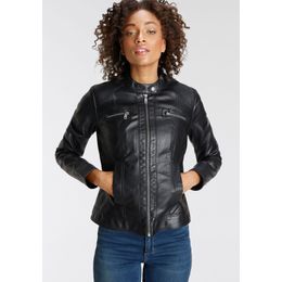 Lederimitatjacke Only "ONLBANDIT FAUX LEATHER BIKER", Damen, Gr. 38, schwarz, Web, Obermaterial: 100% Viskose. Beschichtung: 100% Polyurethan, unifarben, tailliert normal, Jacken