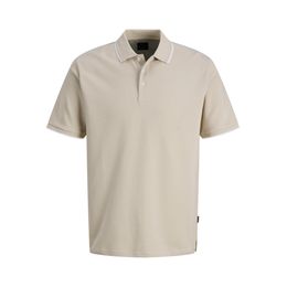 Jack & Jones Poloshirt JACK & JONES "JPRBLAETHAN DETAIL SS POLO SN", Herren, Gr. M, ancient scroll, Jersey, Obermaterial: 40% Baumwolle, 38% Polyester, 22% Elastomultiester, unifarben, regular fit normal, Shirts
