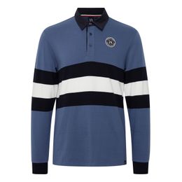 Langarm-Poloshirt FQ1924 "Langarm-Poloshirt FQMikkael", Herren, Gr. L, blau (estate blau), Obermaterial: 100% Baumwolle CO., regular fit normal, Shirts