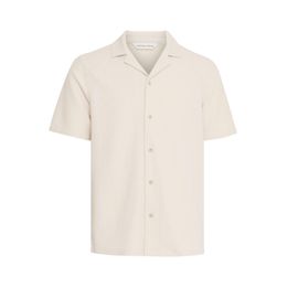 Kurzarmhemd Casual Friday "Kurzarmhemd CFArcher", Herren, Gr. L, N-Gr, beige (rainy day), Obermaterial: 55% Baumwolle CO. 43% Polyester PES. 2% Elasthan EL., Hemden
