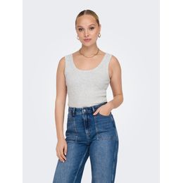 Tanktop Only "ONLEASY S/L TANK TOP JRS", Damen, Gr. S, light grau melange, Jersey, Obermaterial: 93% Baumwolle, 7% Elasthan, unifarben, normal, tiefer Rundhals, Tops Tanktop, Baumwollmischung