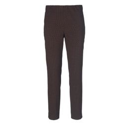 Chinos GOLDNER "Stretchbequeme Jacquard-Hose MARTHA", Damen, Gr. 42, N-Gr, schwarz (schwarz, bordeaux, gemustert), Obermaterial: 61% Baumwolle CO. 35% Polyamid PA. 4% Elasthan EL., Hosen