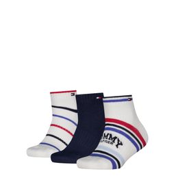 Kurzsocken Tommy Hilfiger "TH KIDS QUARTER 3P SPORT STRIPE", M&auml;dchen, Gr. 27-30, tommy original, Obermaterial: 73% Baumwolle, 25% Polyamid, 2% Elasthan, Socken