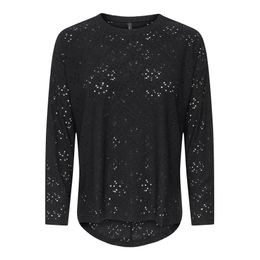 Langarmshirt Only "ONLSMILLA LIFE L/S TOP JRS", Damen, Gr. L, schwarz, Jersey, Obermaterial: 95% Polyester, 5% Elasthan, unifarben, regular fit Po-bedeckend, Rundhals, Shirts Langarmshirt