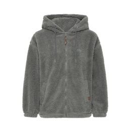 Kapuzensweatjacke oxmo "Kapuzenfleecejacke OXBerina", Damen, Gr. S, grau (castlerock), Obermaterial: 100% Polyester PES., Sweatjacken