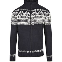 Strickjacke Brandit "Brandit Herren Cardigan Norweger", Herren, Gr. S, navy, 100% Polyacryl, mehrfarbig, normal, Rundhals, Strickjacken Strickjacke