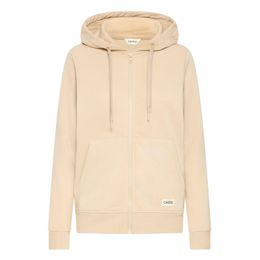 Kapuzensweatjacke oxmo "Kapuzenfleecejacke OXKaren", Damen, Gr. L, beige (oyster), Obermaterial: 80% Polyester PES. 20% Baumwolle CO., Sweatjacken
