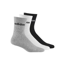 Funktionssocken adidas Performance "LINEAR CREW CUSHIONED SOCKEN, 3 PAAR", Herren, Gr. S (37/39), blau (medium grau heather, wei&szlig;, schwarz), Obermaterial: 73% Baumwolle, 24% Polyester, 2% Elasthan, 1% sonstige Fasern, Socken