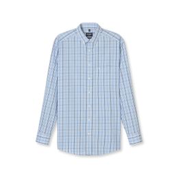Businesshemd OLYMP "OLYMP Luxor, modern fit, Button-down", Herren, Gr. 40, Normaler Arm, bleu, 100% Baumwolle, Hemden