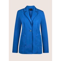 Madeleine Mode Longblazer MADELEINE "Blazer Longblazer", Damen, Gr. 42, blau (royalblau), Obermaterial: 92% Polyester PES. 8% Elasthan EL., Modern, normal, Blazer Longblazer