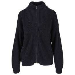 Strickjacke Urban Classics "Urban Classics Damen Ladies Knitted Zip Cardigan", Damen, Gr. L, schwarz, 50% Baumwolle, 50% Polyacryl, unifarben, loose fit, ohne Ausschnitt, Strickjacken Strickjacke
