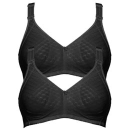 B&uuml;gelloser BH SuSa "2er Pack BH ohne B&uuml;gel Topsy Plus", Damen, Gr. 100, Cup F, schwarz (schwarz schwarz), Obermaterial: 40% Baumwolle CO. 30% Polyamid PA. 30% Elasthan EL., BHs