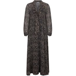 Lily & Lionel Midikleid LILY AND LIONEL "Margot Ruffle Neck Print Maxi Dress Damen", Damen, Gr. 38, Normalgr&ouml;&szlig;en, braun, 100% Polyester, Kleider Midikleid