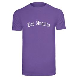T-Shirt MisterTee "MisterTee Herren Los Angeles Wording Tee", Damen, Gr. M, ultraviolet, 100% Baumwolle, bedruckt, normal, Rundhals, Shirts T-Shirt