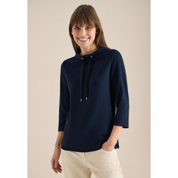 Stehkragenshirt Cecil, Damen, Gr. L (42), universal blau, Stoff, 62% Viskose, 35% Polyester, 3% Elasthan, unifarben, comfort fit normal, hoch geschlossener Ausschnitt, normaler Saum, Shirts Stehkragenshirt, mit Stehkragen