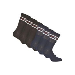 Kurzsocken Fila "Socken 6er Pack", Herren, Gr. 43-46, schwarz (schwarz, blau), Obermaterial: 80% Baumwolle CO. 18% Polyester PES. 2% Elasthan EL., Socken