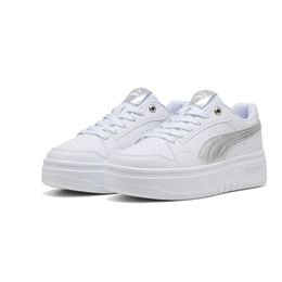 Sneaker Puma "Rebound Femme Low Metallic Sneakers Damen", Herren, Gr. 39, wei&szlig; silber feather gray metallic, Obermaterial: Synthetik, Textil. Futter: Textil. Innensohle: Keine Angabe. Laufsohle: Gummi, Schuhe Sneaker