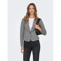 Kurzblazer Only "ONLSELKIE L/S MEL FIT BLAZER TLR", Damen, Gr. 40, light grau melange, Jersey, Obermaterial: 66% Polyester, 34% Baumwolle, meliert, regular fit taillenbedeckt, V-Ausschnitt, Blazer Kurzblazer, Materialmix, regular fit