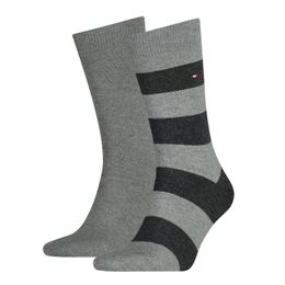 Socken Tommy Hilfiger "TH MEN RUGBY SOCK 2P", Damen, Gr. 39-42, anthrazit, Baumwollmischung, normal, Socken Socken, mit Rippenstrickb&uuml;ndchen, atmungsaktiv