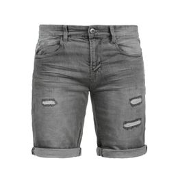 Jeansshorts INDICODE "Jeansshorts IDHallow", Herren, Gr. L, N-Gr, grau (light grau), Web, Obermaterial: 98% Baumwolle CO. 2% Elasthan EL., Basic, regular fit kurz, Jeans Jeansshorts