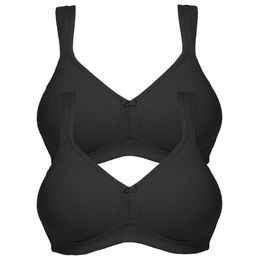 B&uuml;gelloser BH SuSa "2er Pack BH ohne B&uuml;gel Topsy", Damen, Gr. 75, Cup A, schwarz, Stoff, Obermaterial: 83% Polyester PES. 17% Elasthan EL., BHs