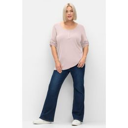 3/4-Arm-Shirt sheego "3/4-Arm-Shirt", Damen, Gr. 52/54, hellros&eacute;, 100% Baumwolle, unifarben, Rundhals, Shirts 3/4-Arm-Shirt