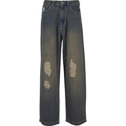 Bequeme Jeans Karl Kani "Karl Kani OG Distress Relaxed Baggy", Herren, Gr. 32, Normalgr&ouml;&szlig;en, dunkelblau, 64% Baumwolle, 19% Polyester, 17% Viskose, unifarben, Jeans