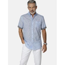 Langarmhemd Babista "Kurzarmhemd MILANZETTI", Herren, Gr. L, weit, blau (blau gemustert), Obermaterial: 100% Baumwolle CO., Hemden