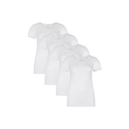 Unterhemd Bamboo basics "T-Shirt KATE 4er Pack", Damen, Gr. S, N-Gr, wei&szlig;, Obermaterial: 68% Viskose CV. 28% Baumwolle CO. 4% Elasthan EL., Unterhemden Unterhemd