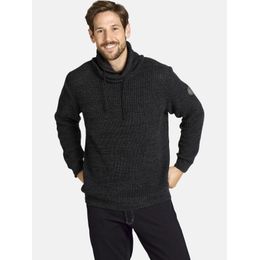 Strickpullover Jan Vanderstorm "Pullover DUMENI", Herren, Gr. 4XL, schwarz (schwarz melange), Obermaterial: 55% Baumwolle CO. 45% Polyacryl PAN., mehrfarbig, normal, ohne Ausschnitt, Pullover Strickpullover, mit asymmetrischem Kragen