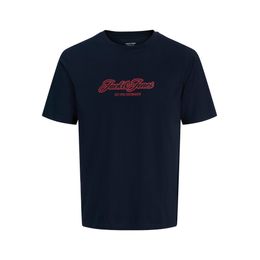 Jack & Jones T-Shirt JACK & JONES JUNIOR "JORCATSKILLS TEE SS CN FST JNR", Jungen, Gr. 128, sky captain, Single Jersey, Obermaterial: 100% Baumwolle, bedruckt, regular fit normal, Rundhals, Shirts T-Shirt