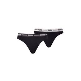 String Puma "String 2er Pack", Damen, Gr. L, schwarz, Obermaterial: 57% Baumwolle CO. 38% Modal CMD. 5% Elasthan EL., Unterhosen String